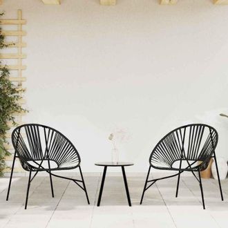 vidaXL Gartenstuhl-Set 3-tlg. Schwarz Poly Rattan - Vidaxl