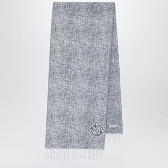 Loewe Grauer Schal Anagram aus Wolle und Kaschmir