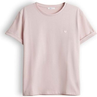 OPUS T-Shirt SERZ Regular T-Shirt aus Organic Cotton gerade geschnitten mit Rundhalsausschnitt und Herzstickerei
