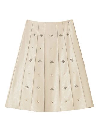 Twin-Set jupe mi-longue à ornements en cristal - Tons neutres