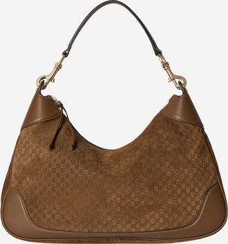 Gucci Womens Medium B Shoulder Bag Brown Leather
