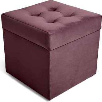 MG Design Polsterhocker 45 x 45 cm Violett mit gro&szlig;em Stauraum (ca. 50 L), bis 300 kg belastbar, weich mit dezentem Schimmer, pflegeleicht - Wohnbereich, Schlaf