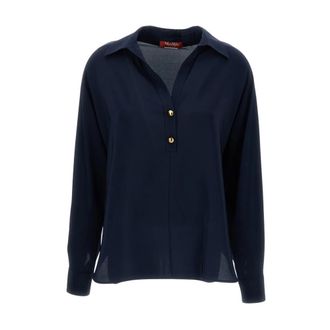 Max Mara Seidenkrepp-Hemd - - Blouses & Shirts - Damen - Blau - S