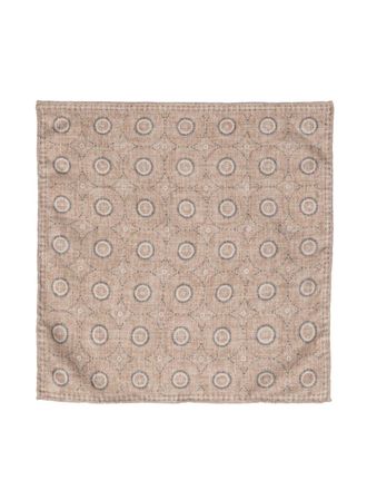 Brunello Cucinelli Seidenschal mit geometrischem Print - CI621 CAMEL GREY