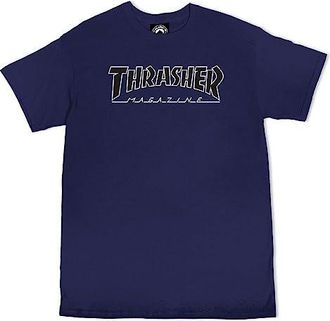 Thrasher Magazine Mens Outlined Short Sleeve T Shirt Navy/Black L