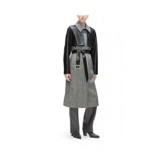 Karl Lagerfeld Tweedmantel mit Kunstleder - - Coats - Damen - Grau - M