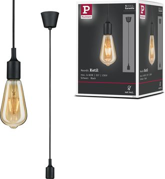 Paulmann 50381 Neordic Pendelleuchte Ketil max. 60 Watt Pendellampe Schwarz Deckenlampe Silikon, Kunststoff Hängeleuchte E27 Leuchte ohne Leuchtmittel