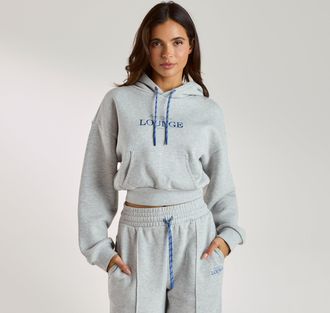 Lounge Kurzer Hoodie - Grauer Melange - XS