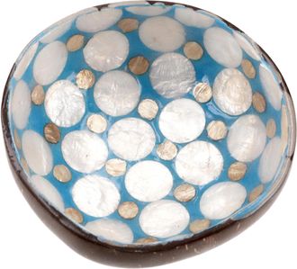 Guru Shop Schale aus Kokosnuss, Exotische Dekoschale - T&uuml;rkies, 5x14x14 cm