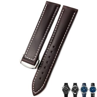 Generic LAMGUL 21 mm 20 mm 22 mm Rindsleder-Uhrenarmband f&uuml;r Omega Seamaster 300 Speedmaster-Uhrenarmb&auml;nder (Farbe: Dunkelbraunes Silber, Gr&ouml;&szlig;e: 21 mm)