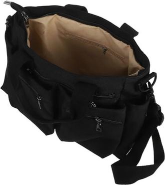 IFUNDOM Paquet Cabas en Nylon Noir Grand Format &agrave; Poches Multiples Bandouli&egrave;re Amovible Paquet &agrave; Main Femme pour Travail Voyage et Usage Quotidien Grand Compa