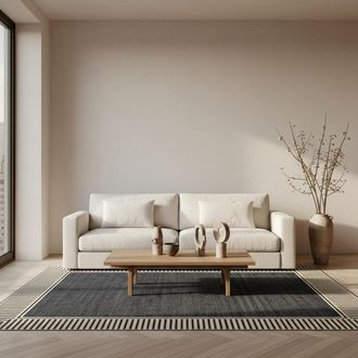 nuLOOM Asha Simple Border Teppich f&uuml;r drinnen und drau&szlig;en, 60 x 90 cm, Dunkelgrau