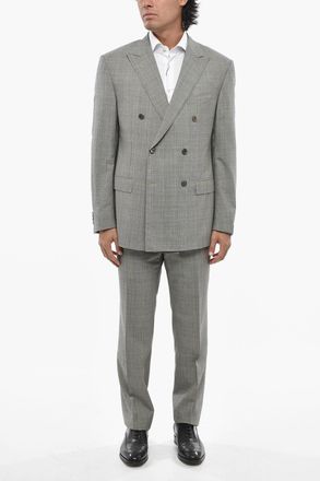 Corneliani Zweireihiger Anzug aus Schurwolle mit District-Check-Muster Corneliani