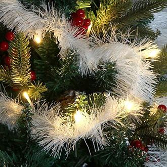 Com-Four COM-Four 3X Guirlande de No&euml;l - Guirlande Sapin Blanche - d&eacute;coration de No&euml;l pour Le Sapin de No&euml;l - Guirlande - 270 cm