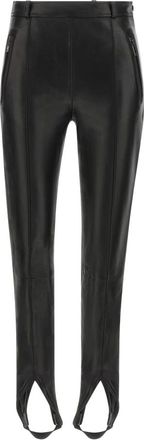 Balmain Femme, Pantalons, Noir, Taille: 36 FR Pantalon en cuir dagneau avec bride