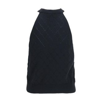 Balmain Womens Black Wool Oves Aries Sleeveles T-Shirt