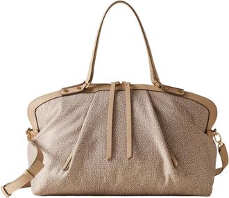 Borbonese Femme, Sacs, Beige, Taille: ONE Size Frame Bowler Bag Medium