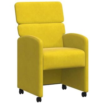 vidaXL Esszimmerst&uuml;hle mit Rollen 2 pcs Gelb 58 x 65 x 98 cm Samt vidaXL