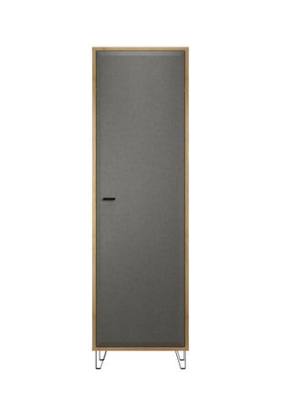Trendteam Blanshe - Garderobenschrank - Eiche/Grau - Kleiderschrank auf modernen Metallfüßen - Schrank mit Softclose-Funktion - (BxTxH) 60 x 200 x 42 cm - 5 Ein