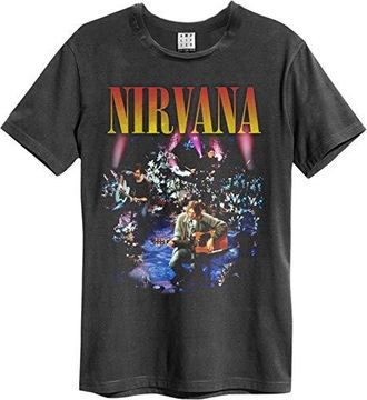 Amplified Collection Nirvana - T-Shirt Unplugged in New York pour Homme - Carbone - S - 100% Coton - Regular - Bleu foncé - Taille S, Bleu foncé, S