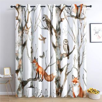 Generic Hell Lärmschutz Verdunklungsvorhänge, Cartoon-Tier Eule Blickdicht & Wärmeisolierend Vorhänge, Thermovorhang mit Ösen, für Wohnzimmer Schlafzimmer 183