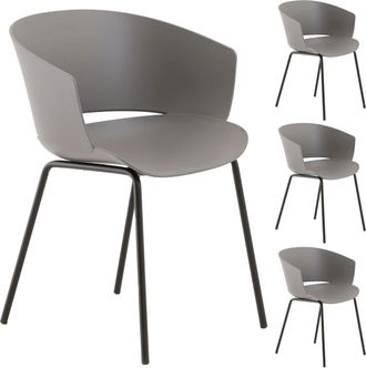 IDIMEX Gartenstuhl NIVEL im 4er Set aus Alu und Kunststoff in grau, schlanker Terrassenstuhl aus Polypropylen und Metall, Sitzschale UV-beständig