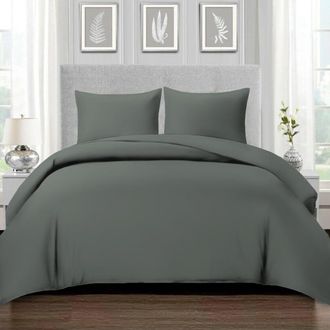 Pizuna 800 Fadenzahl aus Baumwolle Bettw&auml;sche Dunkelgrau, 100% Langstaple Baumwolle Bettbezug und Kissenbezug, 100% Baumwolle Mako Satin 2-Teilig Bettw&auml;sches