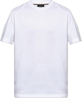 Brioni Homme, Tops, Blanc, Taille: 2XL T-shirt en coton avec logo