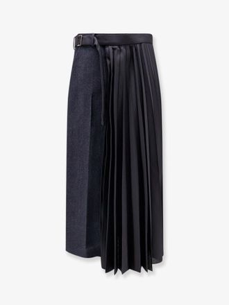 sacai Wool skirt with pleated insert - SACAI - gender_Woman