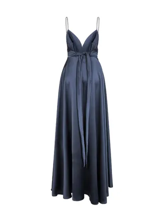 Blanca Vita Womens Long Dress Lead Grey Satin Polyester