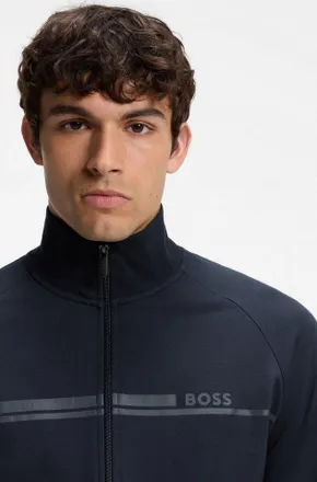 BOSS Sweatjacke Authentic mit Streifen und Logo, regular fit