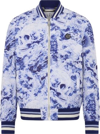 Philipp Plein Homme, Vestes, Bleu, Taille: 2XL Bomber en nylon