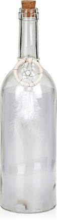 Brubaker Lichterflasche Dreamcatcher mit Traumfänger Deko und 5 LED Lichtern 32 cm Höhe Weiß