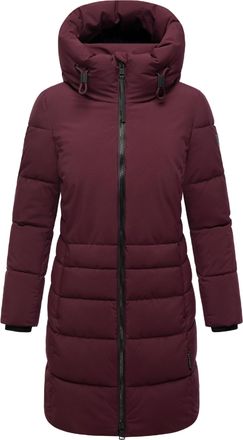 Navahoo Damen Langer Wintermantel warmer Steppmantel mit hohem Kragen und zur H&auml;lfte kuscheligem Fleece-Innenfutter Mondnebel XIV Wine Gr. 4XL