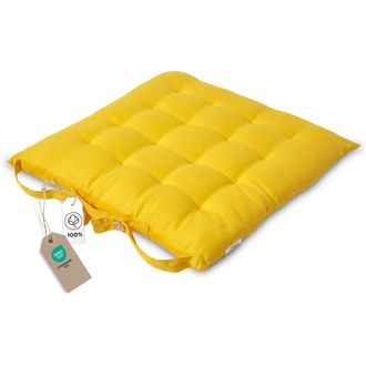 Homescapes Stuhlkissen 40x40 cm gelb - Sitzkissen Outdoor/Indoor mit Baumwollbezug, Sitzpolster waschbar und Oeko-TEX-Zertifiziert f&uuml;r Esszimmer-, K&uuml;chen- & Gart