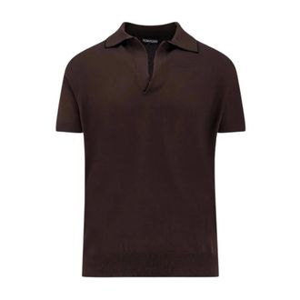 Tom Ford Homme, Tops, Brun, Taille: XL Cotton Silk Tipping Polo