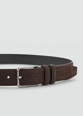 Mango Ceinture cuir nappa chocolat - Homme - 100 - MANGO MAN