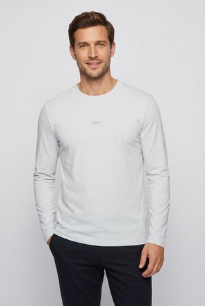 Boss Orange by Hugo Boss Langarmshirt BOSS ORANGE TChark, Herren, Gr. 4XL, light, pastel grau053, Web, Obermaterial: 96% Baumwolle, 4% Elasthan, regular fit normal, Rundhals, 