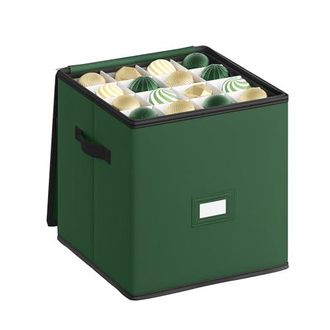 Songmics Boîte de Rangement pour Boules de Noël, avec Couvercle, Double Fermeture Éclair, Plateaux en Plastique PP, Tissu Oxford, 64 Compartiments de 7,6 cm, V