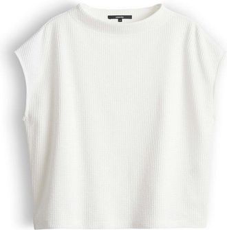 someday Kurzarmshirt Koline mit Waffelstruktur Funnel Neck, kleine Seitenschlitze f&uuml;r Komfort