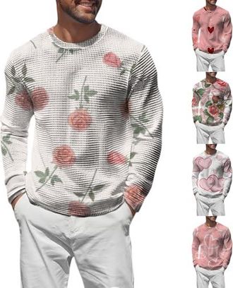 Generic T-shirt &agrave; manches longues pour homme - D&eacute;contract&eacute; - Couleur unie - Col rond - Loisirs - Mode d&eacute;contract&eacute; - V&ecirc;tement ample - Gaufre - Coton - Tunique 