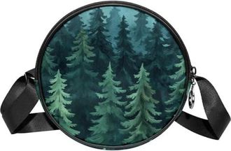 Generic Sac &agrave; bandouli&egrave;re Circle pour femme, vert for&ecirc;t profonde et arbres, petit sac &agrave; dos &agrave; bandouli&egrave;re avec fermeture &eacute;clair, bretelles r&eacute;glables, sac &agrave; ma