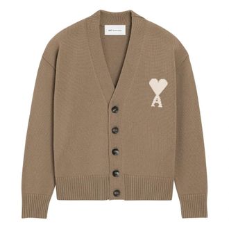 Ami Quota Cardigan - - Knitwear - Damen - Beige - XS