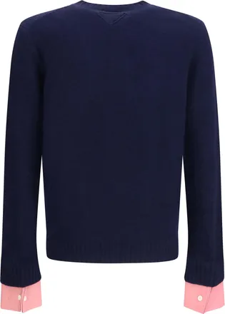 Prada Merino Wool Crewneck Sweater - Navy