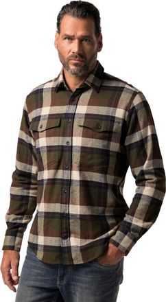 JP1880 Herren große Größen Menswear L-8XL Karo-Flanellhemd, Langarm, Kentkragen, Modern Fit, bis 8 XL Dunkelbraun 5XT 831505117-5XT