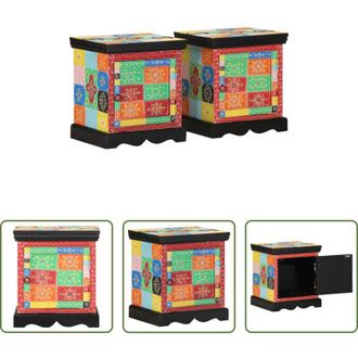 vidaXL vidaXL Mango Holz - Nachttisch 2 Stk. Mehrfarbig 40x35x45 cm Massivholz Mango