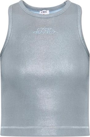 Casablanca Femme, Tops, Bleu, Taille: 38 FR Logo Top