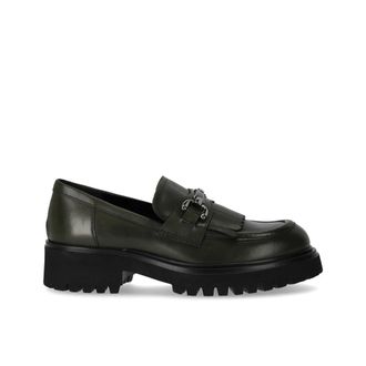 Guglielmo Rotta Milit&auml;rgr&uuml;ner Lederslipper mit Fransen - - Shoes - Damen - Gr&uuml;n - 38 1/2 EU