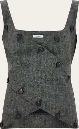 Ferragamo Damen &Auml;rmelloses Top mit Kn&ouml;pfen Grau