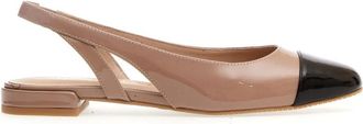 Stuart Weitzman Hohe Schuhe - Nude And Black Patent Low Slingback - Gr. 38,5 (EU) - in Braun - f&uuml;r Damen